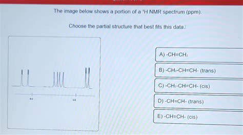 Solved The Image Below Shows A Portion Of A 1h Nmr Spectrum