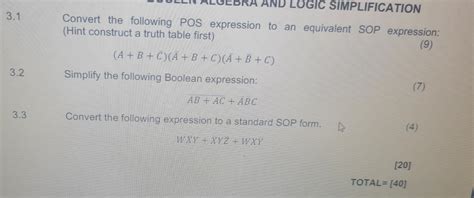 Solved 31 ﻿convert The Following Pos Expression To An