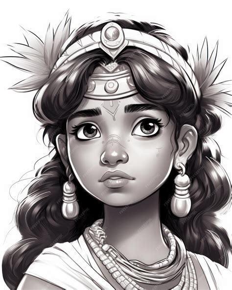 Premium Photo Illustration Of Cartoon Woman Coloring Book Page