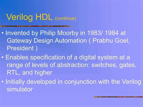 Verilog Hardware Description Language Ppt
