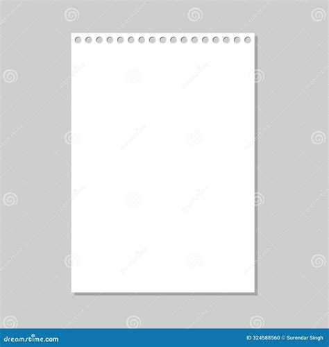 White Plain Notebook Vector Paper Realistic Drawing Paper Sheet Stock Illustration