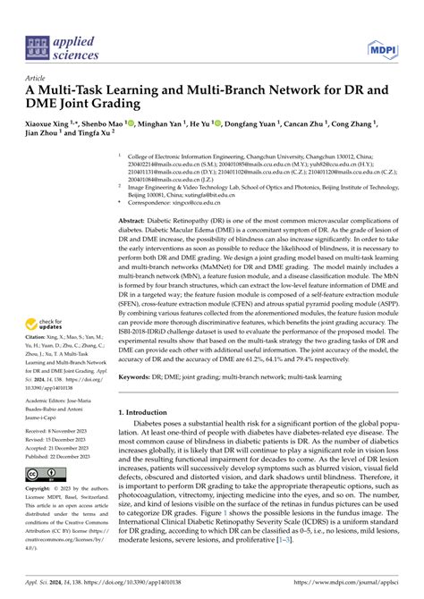 PDF A Multi Task Learning And Multi Branch Network For DR And DME Joint Grading