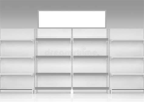 Super Market Display Shelf Gondola With Header Isolated 3d Illustration