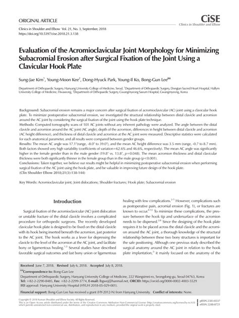 Pdf Evaluation Of The Acromioclavicular Joint Morphology For