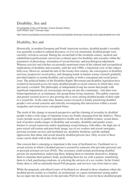 Pdf Disability Sex And