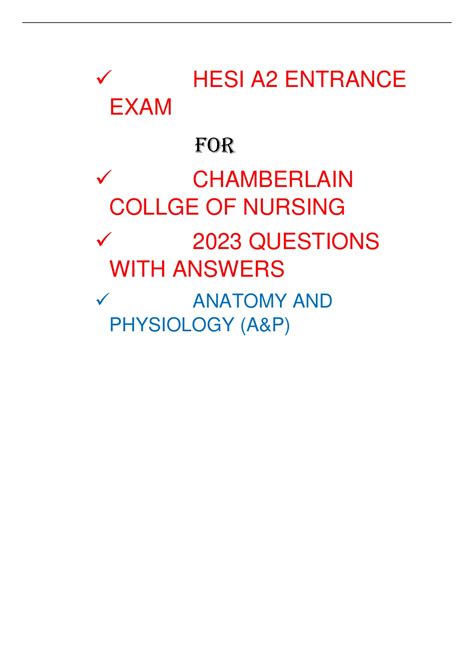 HESI A2 ENTRANCE EXAM FOR CHAMBERLAIN COLLGE OF NURSING 2023 QUESTIONS
