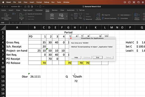 Run Time Error 50290 In Excel Of Microsof Apple Community