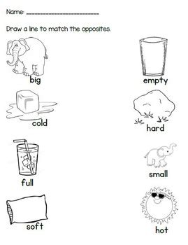Opposites Matching Worksheet By Playful Learning Tpt