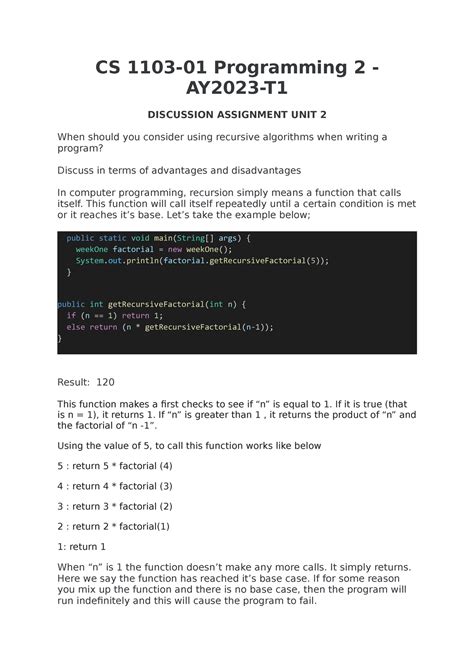 Cs 1103 01 Programming 2 Ay2023 T1 Discussion Assignment Unit 2 Cs 1103 01 Programming 2
