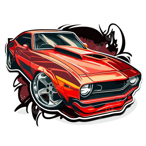 자동차는 머슬카처럼 보인다 클립 아트 벡터 일러스트 벡터 일러스트 아트 일러스트 고립 된 만화 근육 자동차와 스티커 디자인 Png 일러스트 및 벡터 에 대한 무료