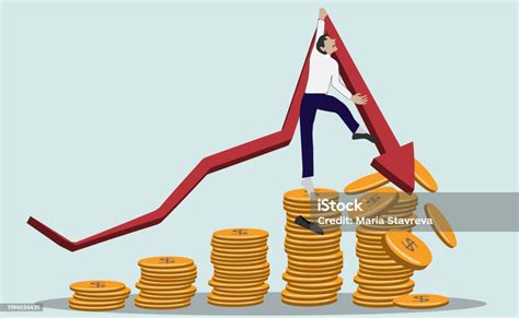 돈 동전의 스택에서 떨어지는 사업가 비즈니스 가치와 수익 감소의 개념 수익에 대한 스톡 벡터 아트 및 기타 이미지 수익