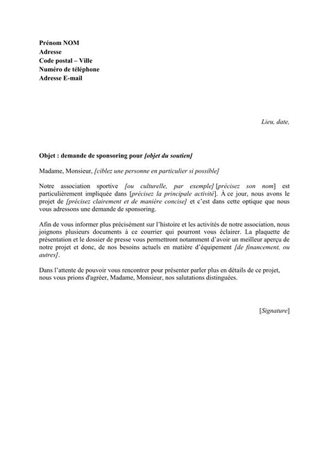 Application Letter Sample Exemple De Lettre De Demande Sponsoring Hot