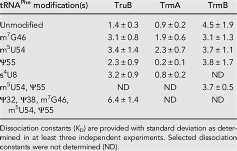 Average Dissociation Constants K D µm For Trub Trma And Trmb Download Scientific Diagram