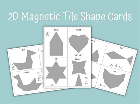 2d Grey Magnetic Tile Shape Cards Etsy