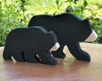 Wooden Black Bear Statues Etsy