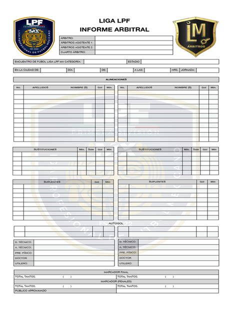 Informe Arbitral Lpf Pdf Árbitro Asociación De Futbol