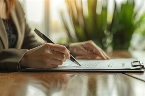 Businessman Using Pen To Mark Correct Sign In Quality Document Control Checklist Stock