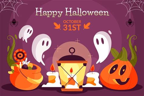 Fondo Plano Para La Temporada De Halloween Vector Premium