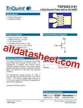 Tgf Datasheet Pdf Triquint Semiconductor