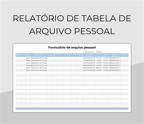 Planilhas Relatório De Tabela De Arquivo Pessoal Excel E Edição On Line