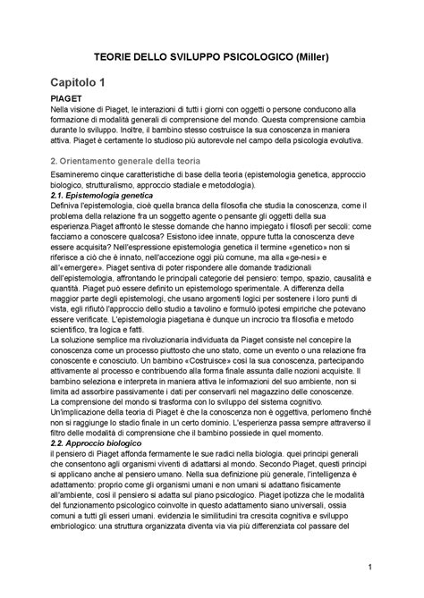 Riassunto Libro Miller Teorie Dello Sviluppo Psicologico Dispense