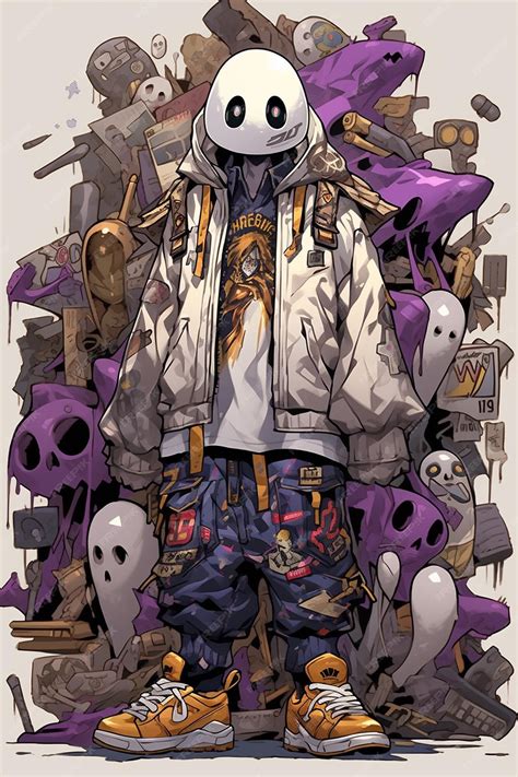 Premium Ai Image Graffiti Ghost Urban Character