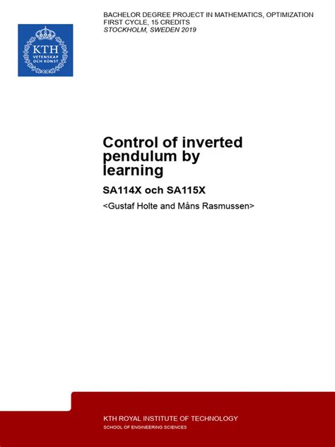 Control Of Inverted Pendulum By Learning Pdf