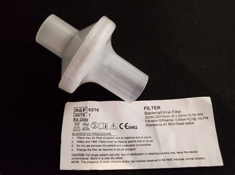 Clear Bacterial Viral Filter 22mm Dixie Ems