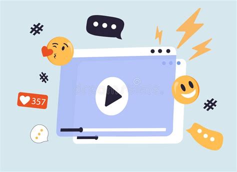 Social Media With Live Streaming And Emotion Video On Blue Browser