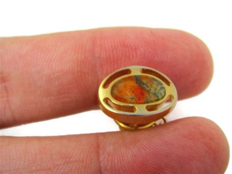 Vintage Tie Tack Tie Pin Beautiful Art Glass Center Gem