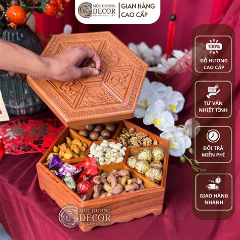 Khay đựng Bánh Kẹo Tết Hộp đựng Mứt Tết Gỗ Hương Cao Cấp Sang Trọng 7