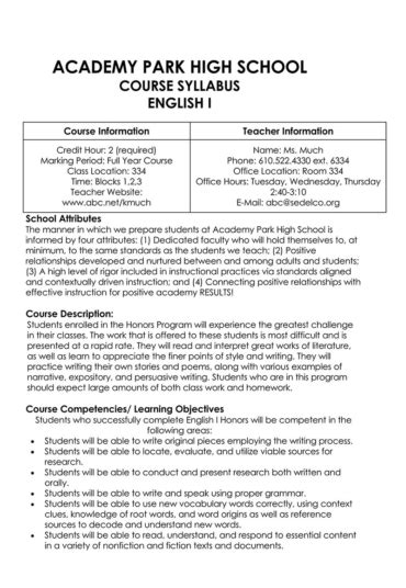 35 Free Course Syllabus Templates Editable Word Pdf