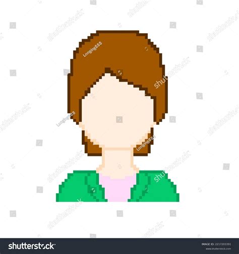 Woman Short Brown Hair Pixel Art Stock Illustration 2217203391
