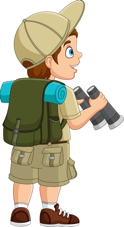 Cartoon Explorer Boy Holding A Binoculars 15219886 Vector Art At Vecteezy