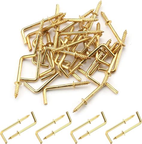 Mromax 1 30pcs Gold Screw In Hooks L Shape Hooks Carbon Steel 1 Shape Right Angle