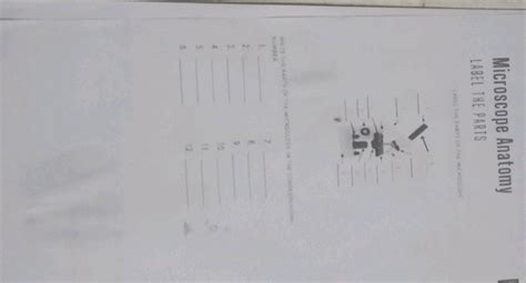 Microscope Anatomy LABEL THE PARTS Number 1 2 StudyX