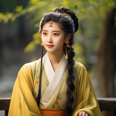 A Photo Of Chinese Lady Wearing Hanfu Premium Ai Generated Image