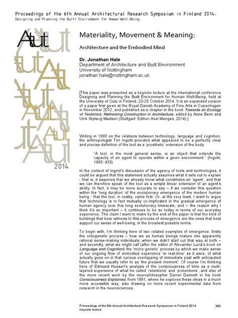 Materiality Movement And Meaning Archite Pdf Perception Experience
