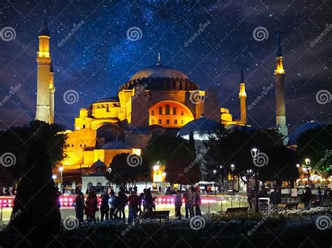 Haya Sofia Mosque At Night Editorial Stock Image Image Of Sofia 116480334