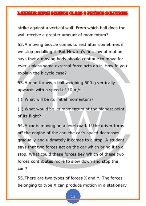 Lakhmir Singh Physics Class 9 Chapter 2 Force And Laws Of Motion