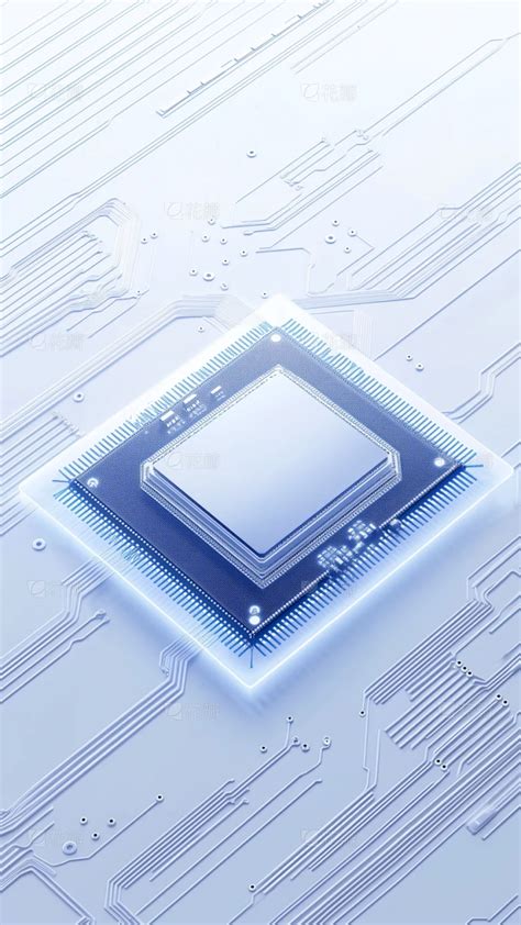 科技风系列灰蓝色透明感芯片背景素材 花瓣网