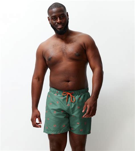 Buy Trendyol Plus And Tall Printed Drawstring Waist Swim Shorts In Green