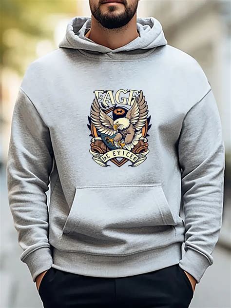 Eagle Print Hoodie Cool Hoodies Men Mens Casual Pullover Temu Canada