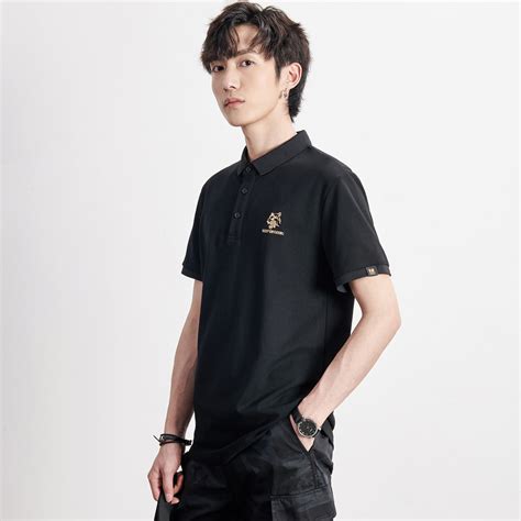 虎头刺绣夏季短袖t恤男装丝光潮流ins翻领polo衫简约百搭半袖保罗虎窝淘