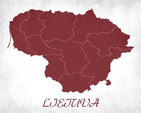 Lithuanian Map Print Outline Wall Map Of Lithuania Gallerythane