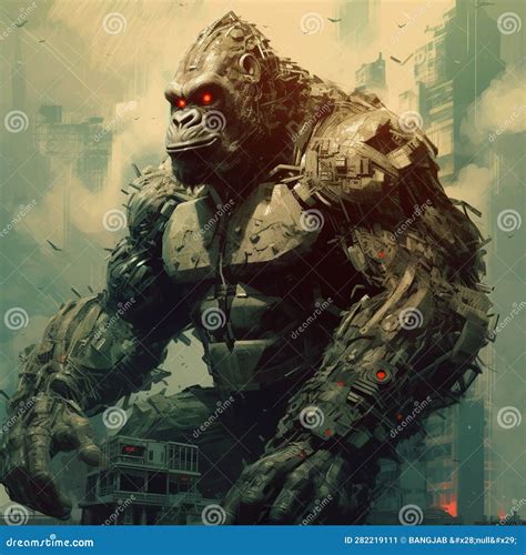 Digital Illustration Of King Kong Robot Stock Illustration