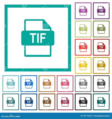 TIF File Format Flat Color Icons With Quadrant Frames Stock Vector