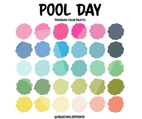 Pool Day Procreate Color Palette Colorful Palette Color Palette Ipad Pro Procreate Hex