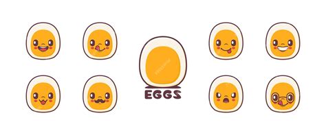 Oeufs Durs Dessin Animé Nourriture Vector Illustration Icône émoticônes