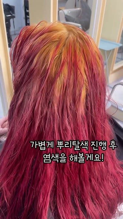 ️붙임머리에 뿌리탈색and레드염색을 해볼꺼에요 ️ 홍대 미용실 붙임머리 탈색 염색 염색맛집 레드염색 체리레드 긴머리